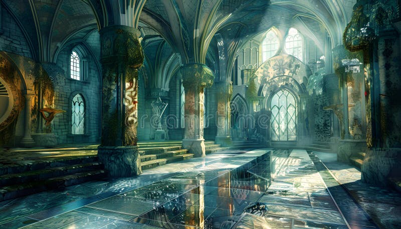 Imaginary Temple Church Interior with a Fantastical Design and ...