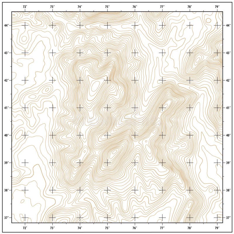 Imaginary Topographic Contour Map with Coordinate Grid Stock Vector ...