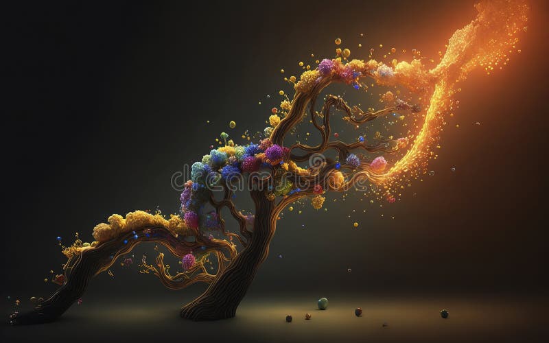 An Imaginary Tree is Releasing Energy Fantasy, the Backdrop Glowing ...