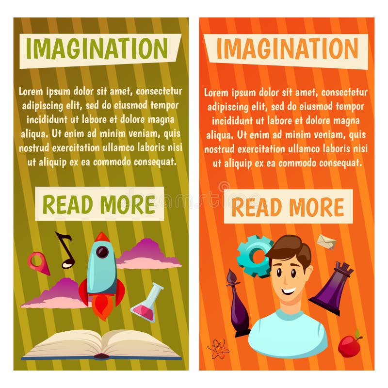 Vector Banners. Imagination and Exploration. Science and Research ...