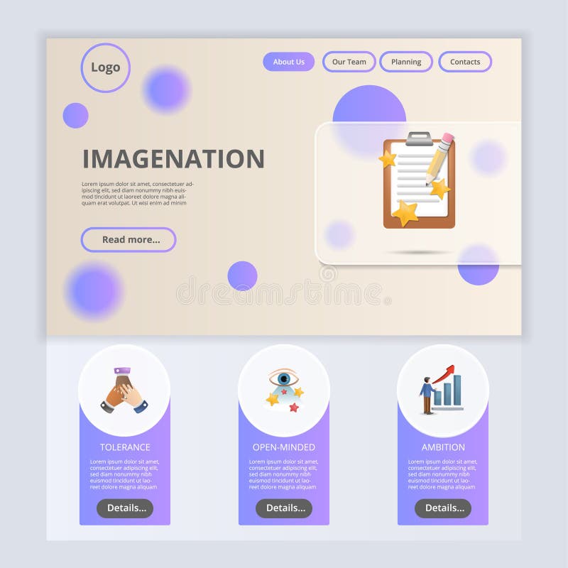 Imagination Flat Landing Page Website Template. Tolerance, Open-minded ...