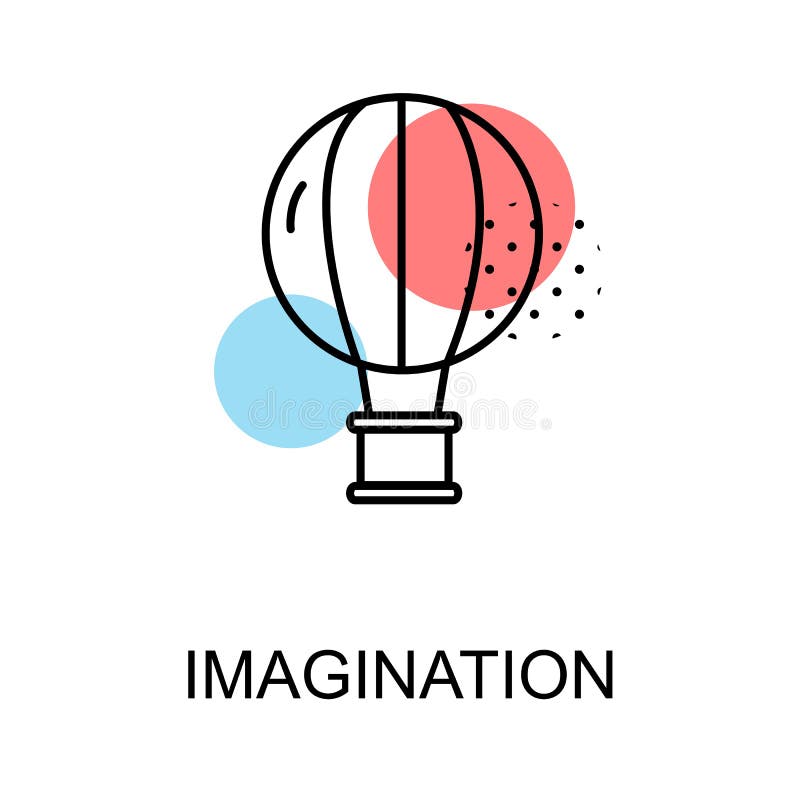 Imagination Icon and Ballooning on White Background with Illustration ...