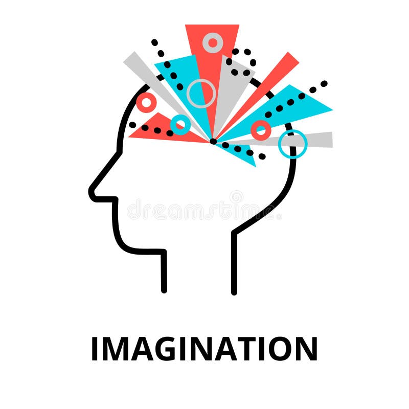Imagination Icon, Flat Thin Line Vector Illustration Stock Vector ...