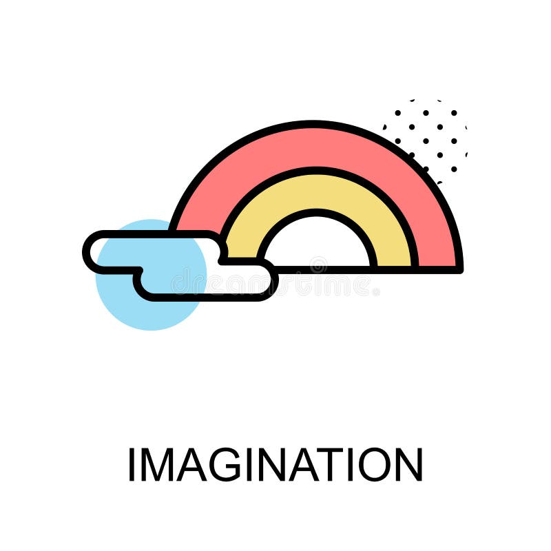 Imagination Icon and Ballooning on White Background with Illustration ...