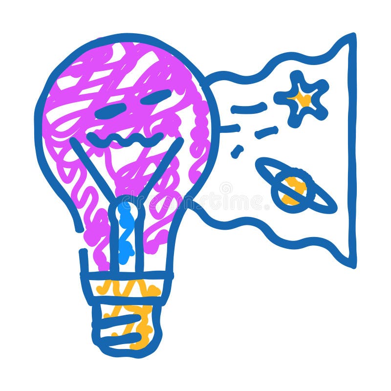 Imagination Light Bulb Icon Doodle Illustration Stock Vector ...