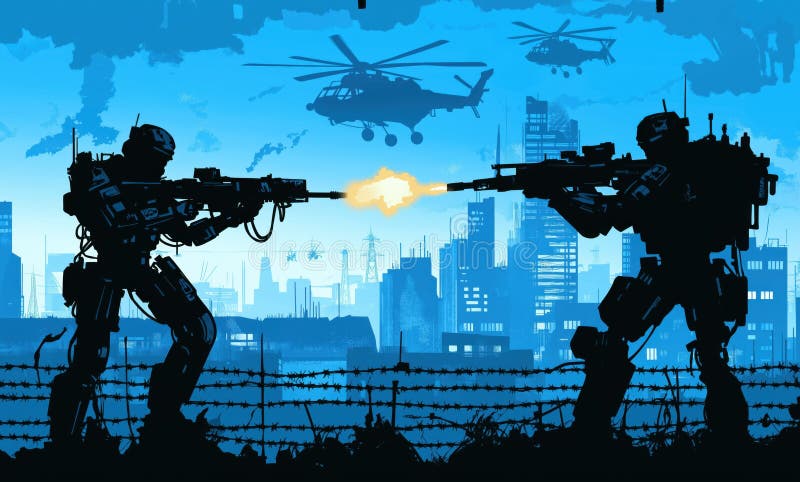 Imagination of War in the Future Robot Fighting Each Other Stock ...