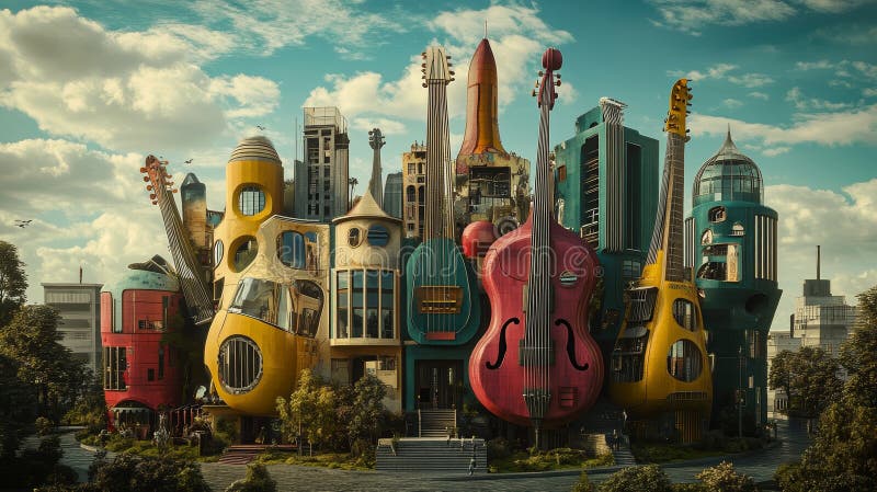 An Imaginative Architectural Design Featuring Buildings Shaped Like ...