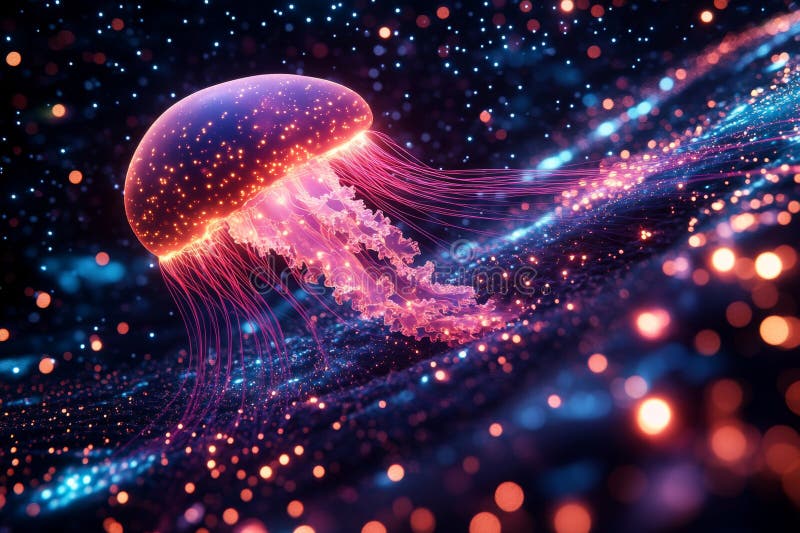 An Imaginative Artwork Showcasing a Glowing Brain with Cascading ...