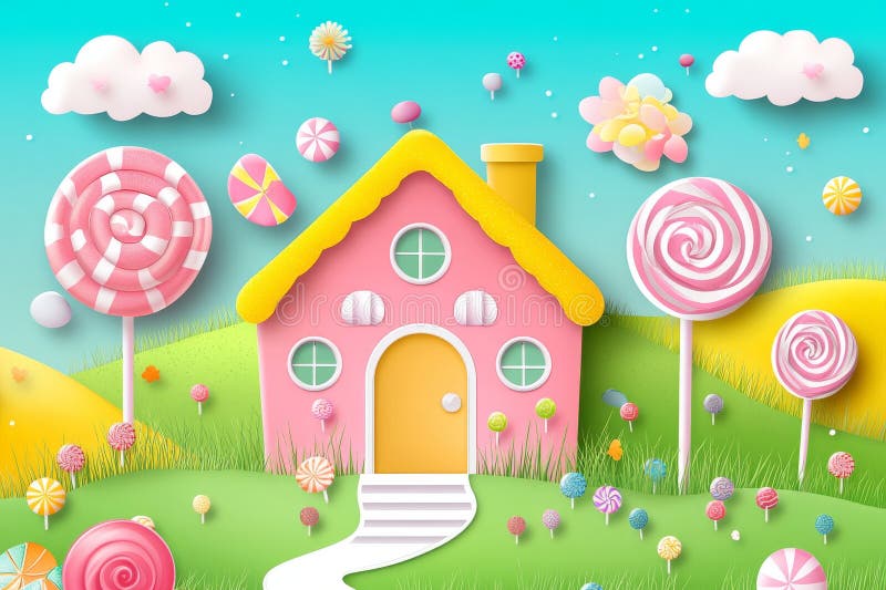 An Imaginative Candy World Showcasing a Gingerbread House Stock Image ...
