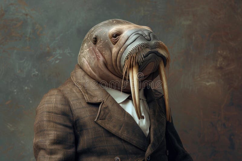 Surreal Portrait of a Walrus Dressed in Stylish Suit Stock Photo ...