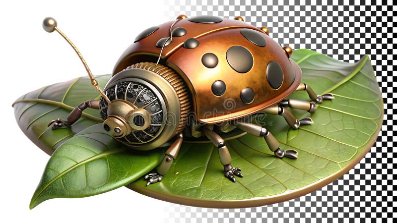 Steampunk Ladybug Creature Intricate Gears Leaf Fantasy Insect Png ...