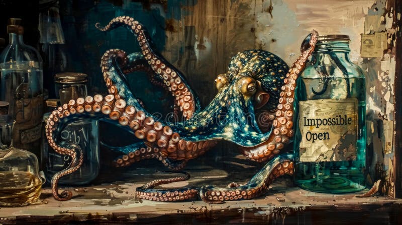 Surreal Octopus Escape Concept Art Stock Photo - Image of creature ...