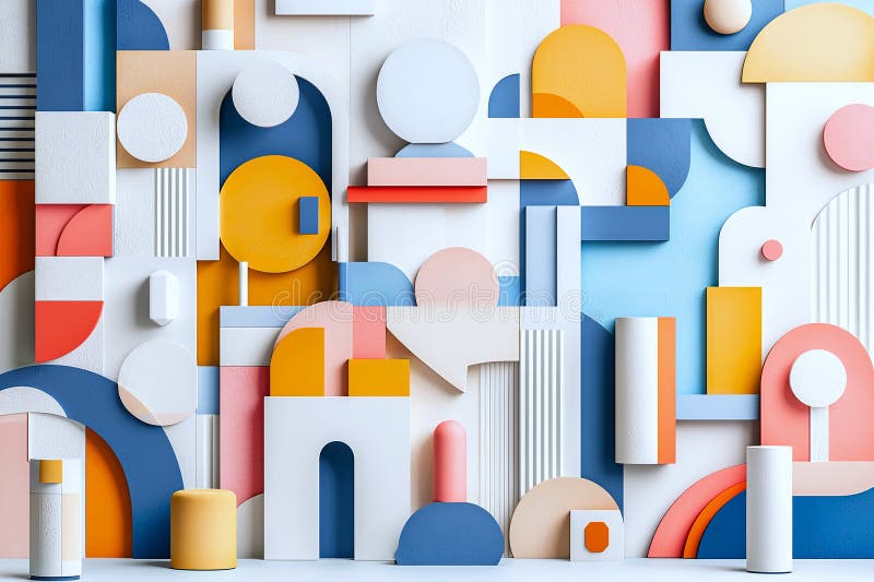 Imaginative Design with Complex 3D Geometric Forms in Vivid Colors ...