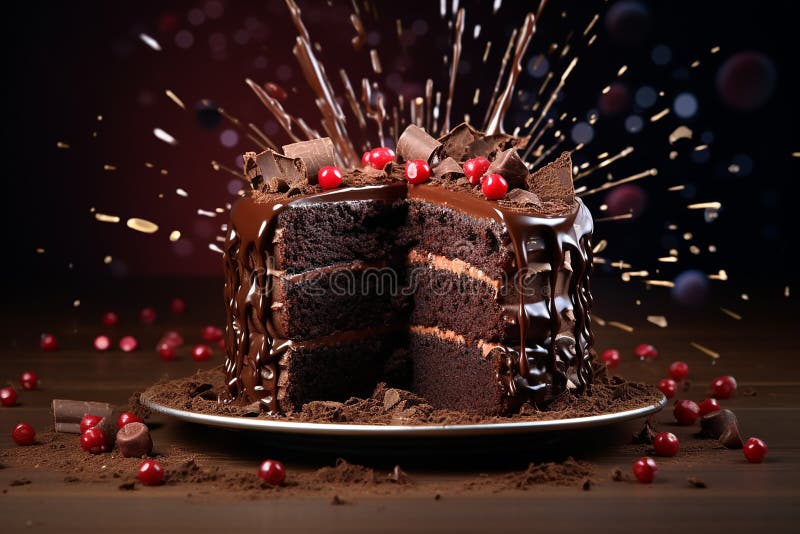 Explosive Chocolate Cake Flavor Concept Stock Illustration ...