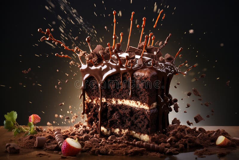 Explosive Chocolate Cake Flavor Concept Stock Photo - Image of concept ...