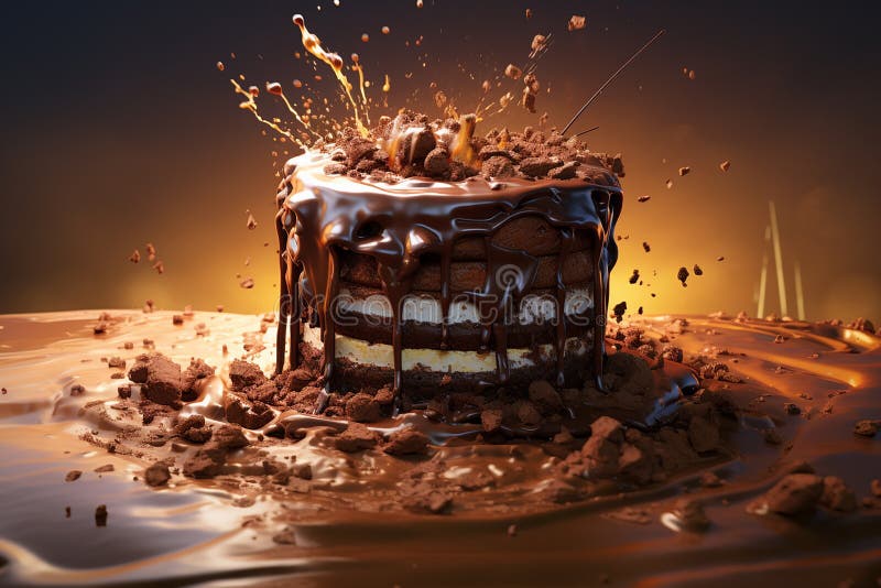 Explosive Chocolate Cake Flavor Concept Stock Image - Image of ...