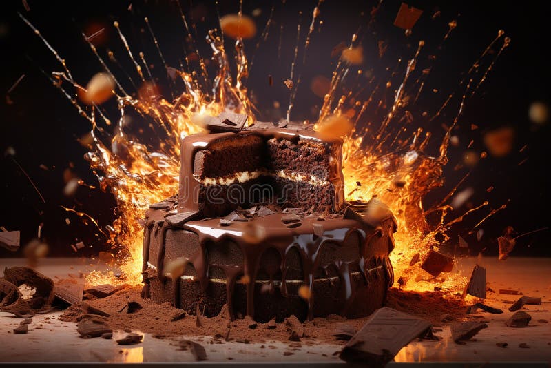Hot Explosive Chocolate Cake Flavor Concept Stock Photo - Image of ...