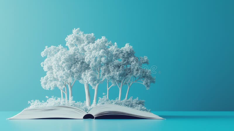 Imaginative Forest Emerging from an Open Book Stock Image - Image of ...