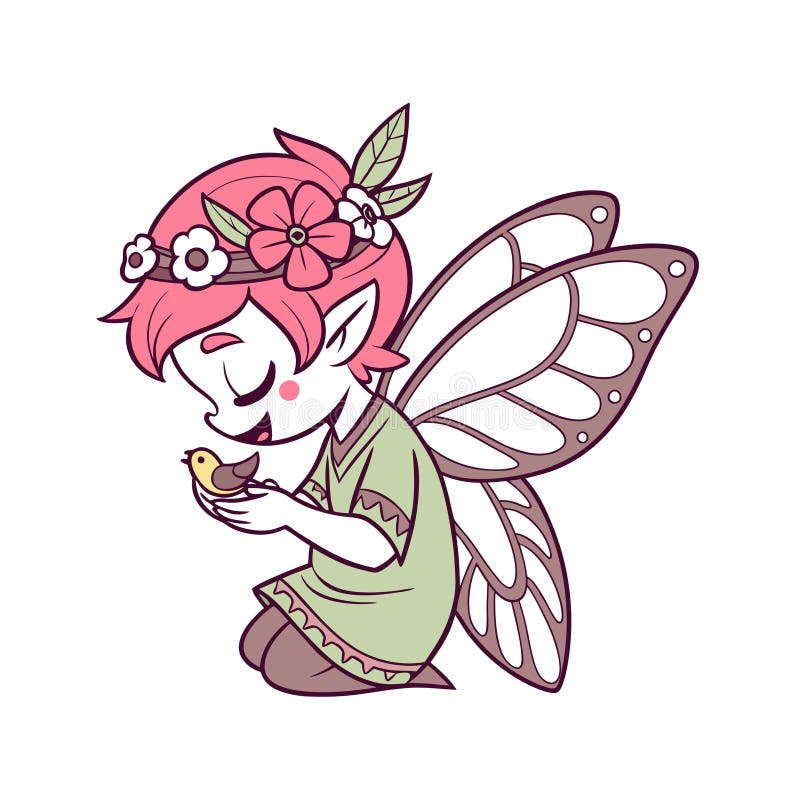 Charming Sprite with Love for Nature Stock Illustration - Illustration ...