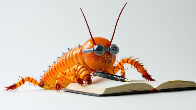 Centipede Character Dressed As Writer with a Book Stock Illustration ...