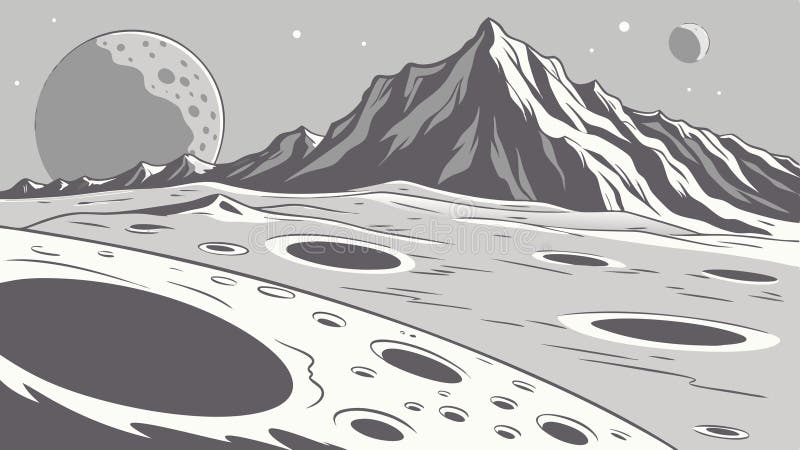 Moon Surface with Craters Viewed through Archway, Vector Design ...