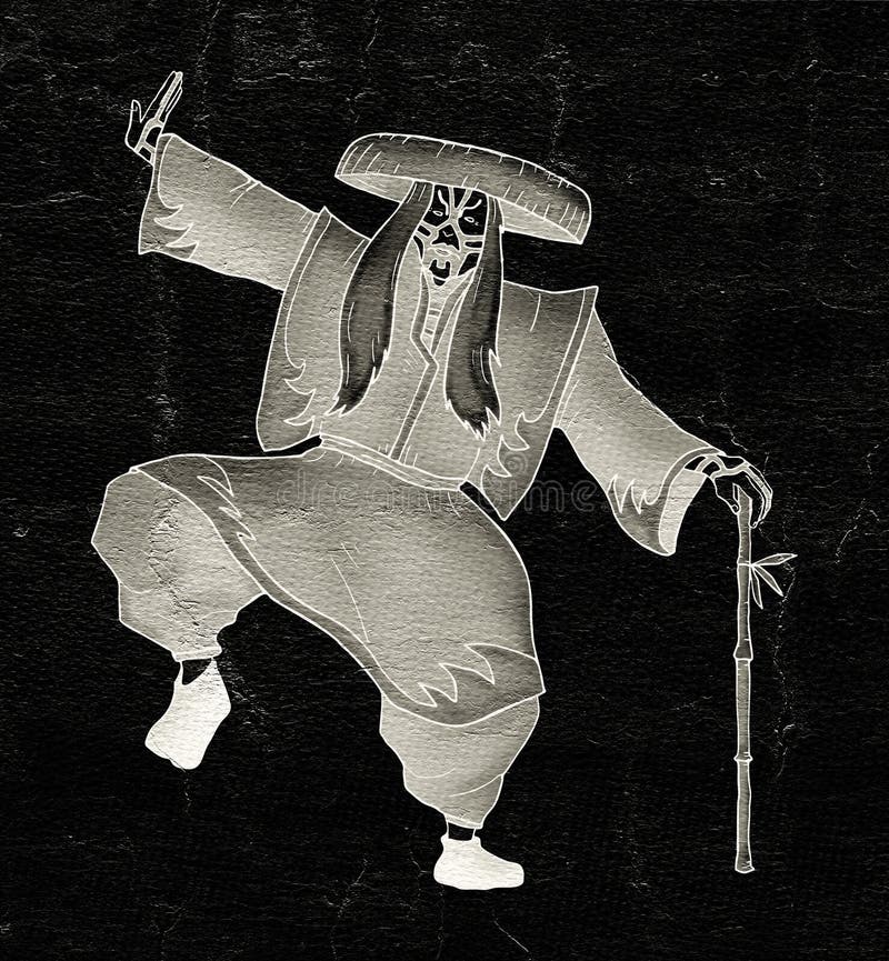 Imaginative Kabuki Character Stock Illustration - Illustration of green ...