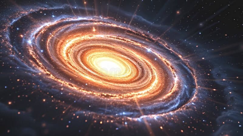 Imaginative Rendering of a Rotating Galaxy, Luminous Core Emitting ...