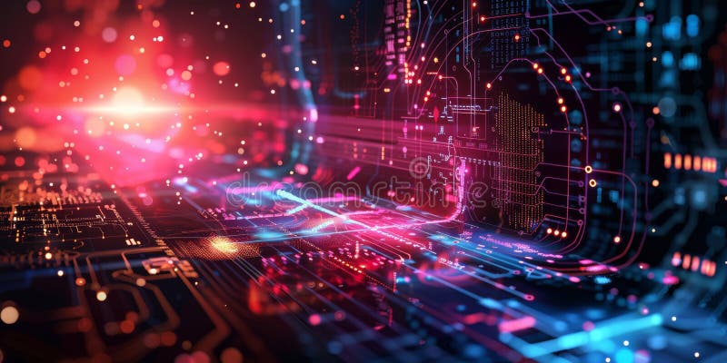 Imaginative Representation of Advanced Digital Technology with Neon ...