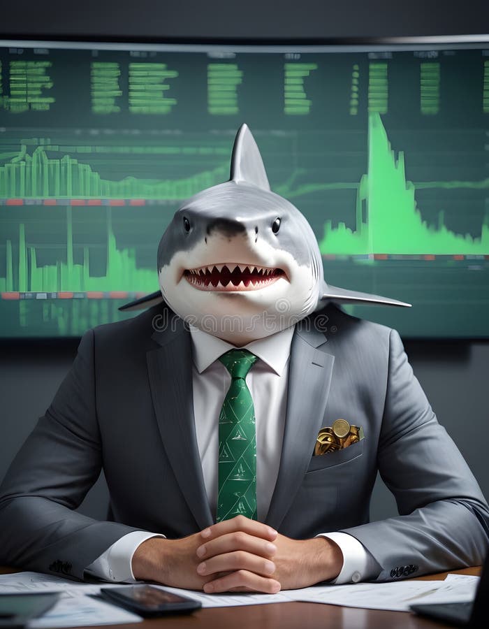 Financial Shark at the Trading Desk AI Generative Stock Photo - Image ...