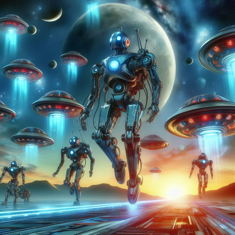 Imaginative Space Robots and Flying Saucers K U New Beautiful Stock ...