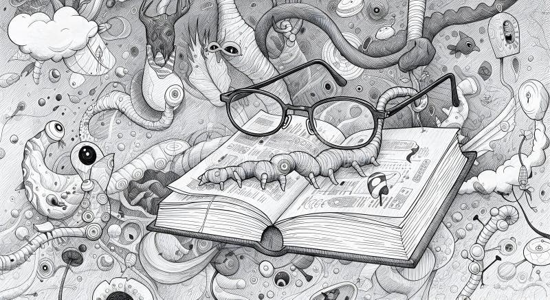 Imaginative Surreal Monochrome Illustration Featuring Whimsical ...