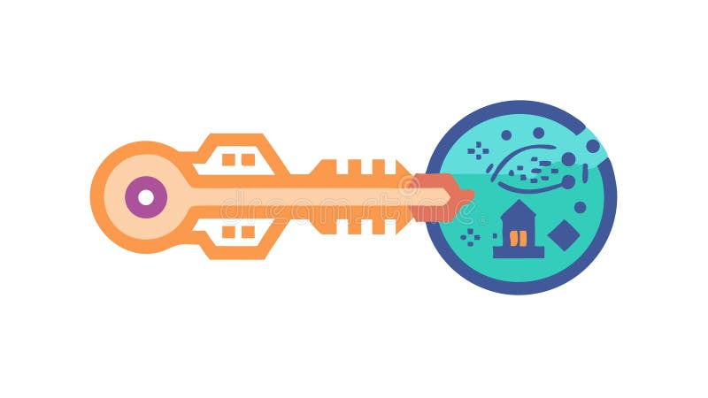 Space Key Discovery Icon Vector, Cosmic Unlock Technology Illustration ...