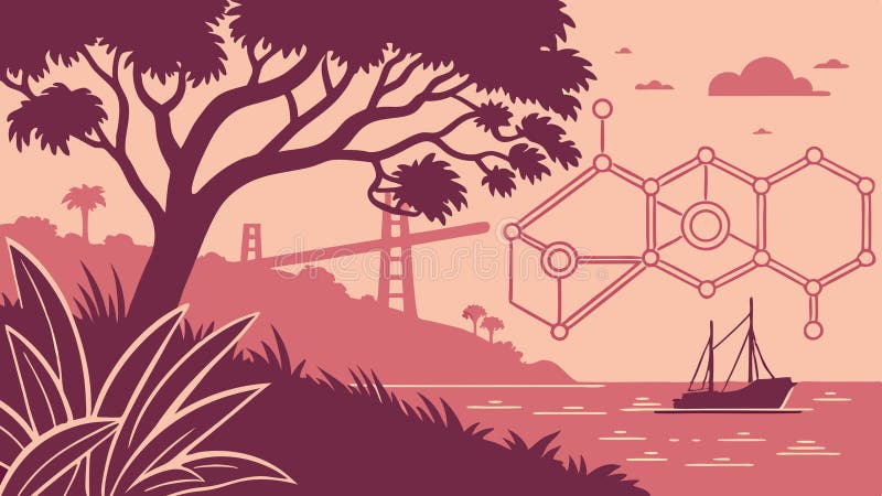 Tree and Chemical Structure by Water SciFi Nature Blend, Vector Design ...