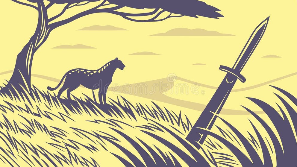 Wolf with Sword in Wild, Fantasy Blade, Nature S Warrior Vector Art ...