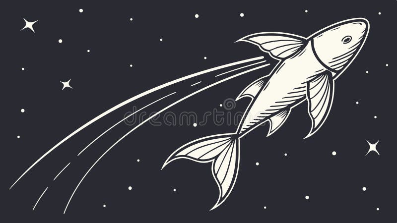 Rocket with Fish Fin, Innovative Fusion of Nature Tech, Vector Design ...