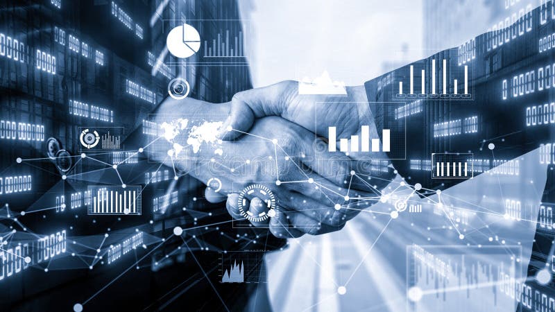 Handshake through computer stock photo. Image of hand - 4542818