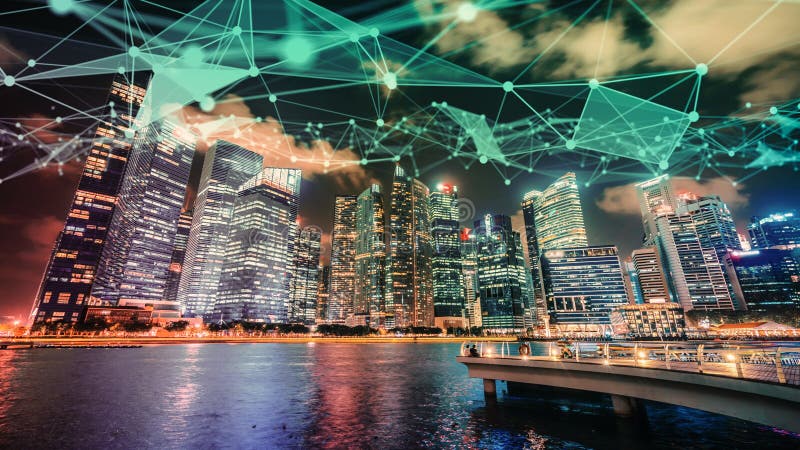 Imaginative Visual of Digital City with Globalization Abstract Graphic ...