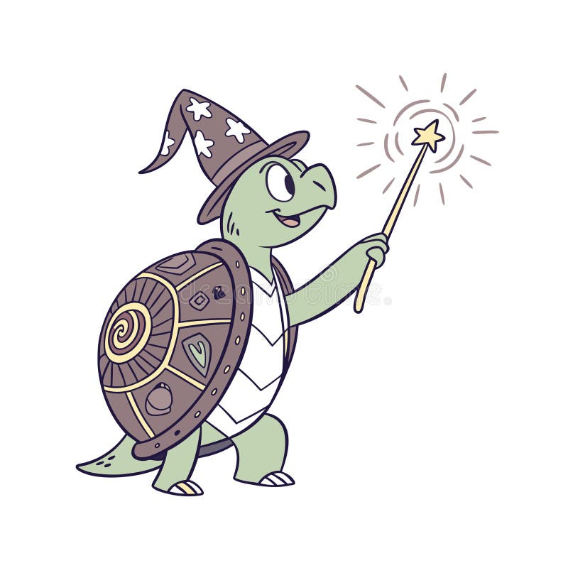Imaginative Wizard Turtle Character Design Stock Vector - Illustration ...