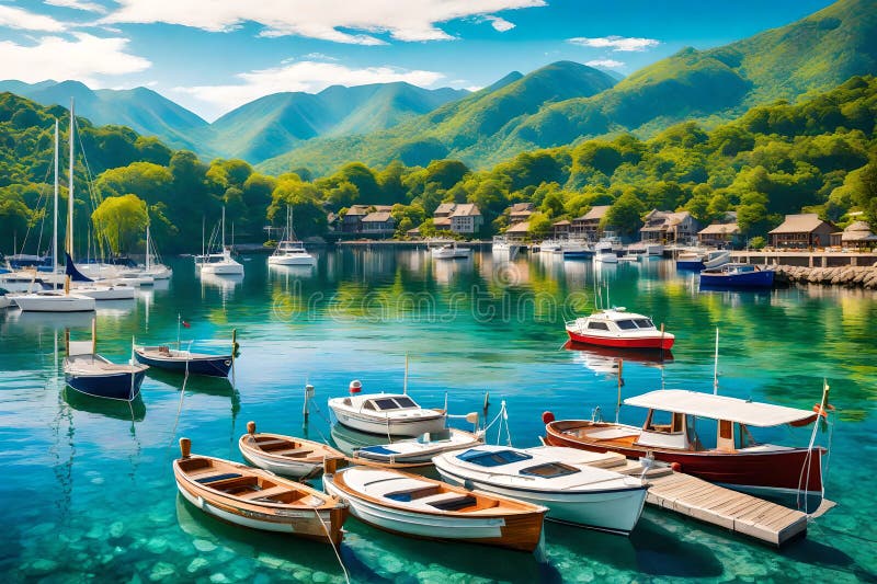 Imagine a Captivating Harbor Nature Background, Where the Elements of ...