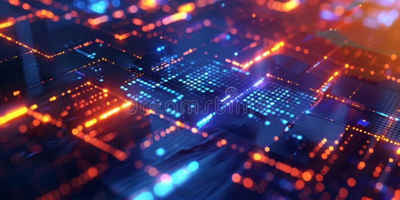 Imagine a Cuttingedge Digital Circuit Board Illuminated by Vibrant ...