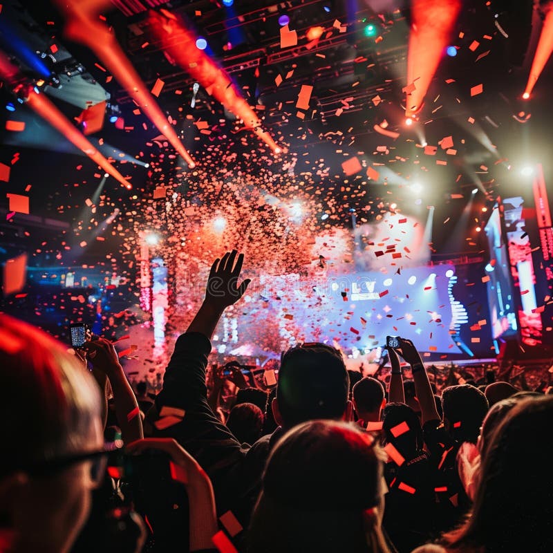 Imagine an E Sport Championship Ceremony with Confetti and Glittering ...