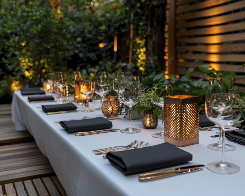 Imagine an Elegant Terrace Dinner Under a Canopy of Twinkling Lights, a ...