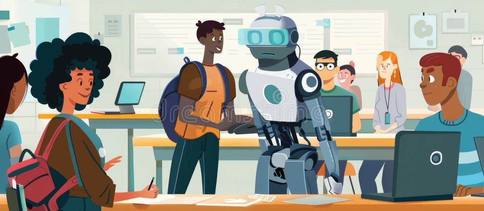 Imagine a Futuristic Classroom Equipped with a Robot Instructor and a ...