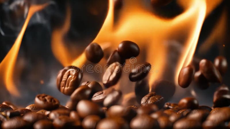 Coffee Beans Falling in Front of a Fire Create a Mesmerizing Sight with ...