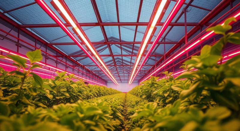 Imagine an Indoor Farm with Plants Growing Under Neon Lights ...