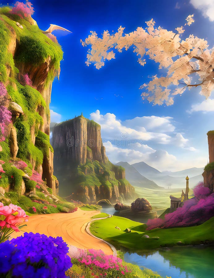 Imagine Landscape Digital Painting Artwork Stock Illustration ...