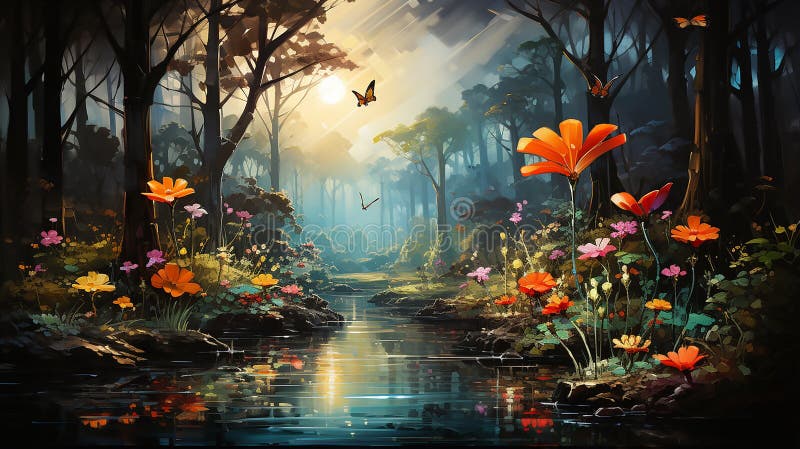 Imagine a Lush Rain Forest Teeming with Life Stock Illustration ...