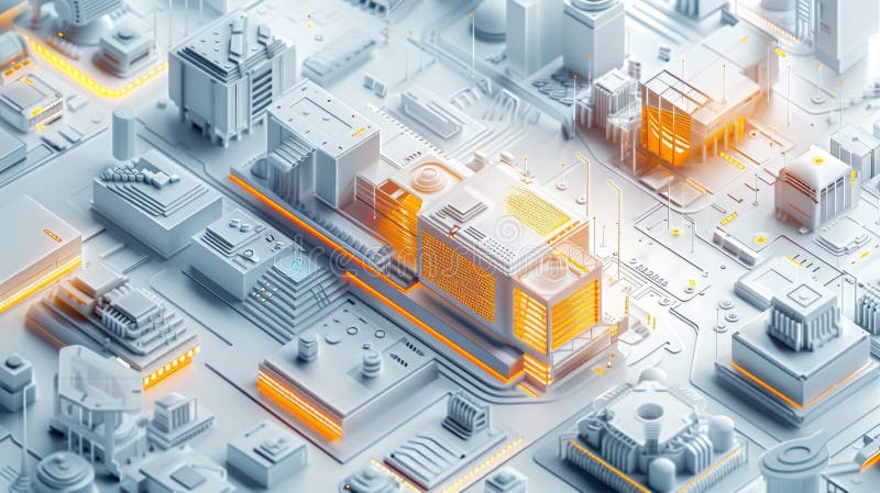 Imagine a Modern Urban Landscape with Advanced Digital Technologies and ...