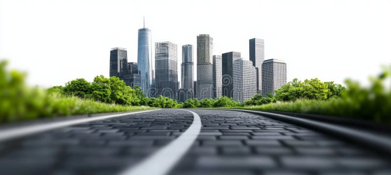 Imagine a Present-day City Scene with Towering Buildings and a Freeway ...