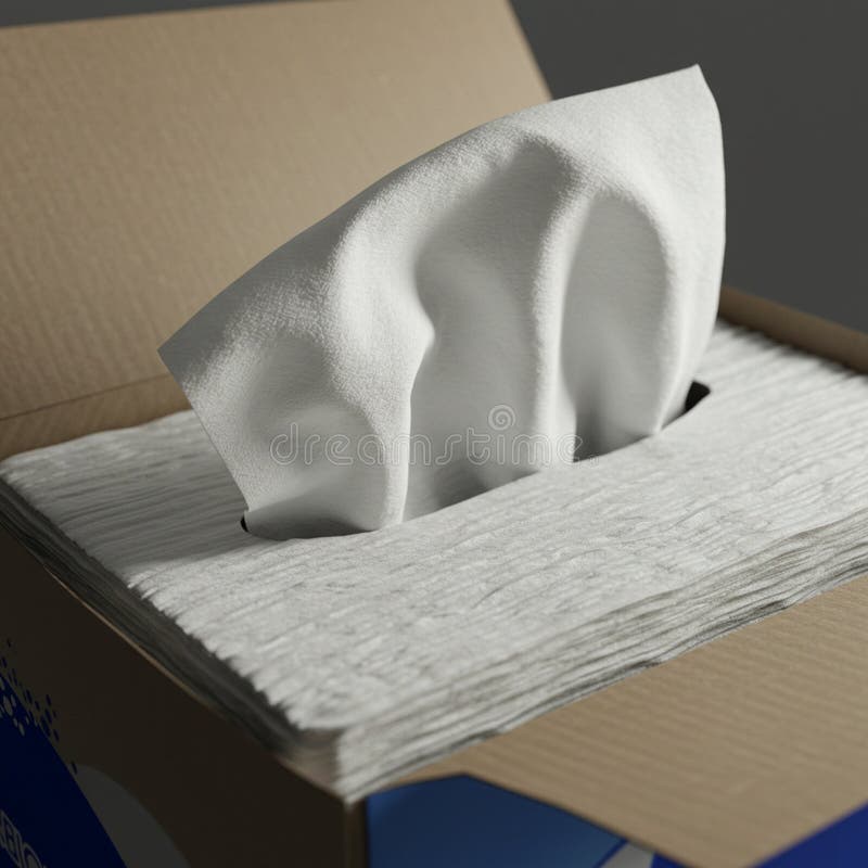 Soft Tissue Box: a Close-Up of Pristine White Tissues in a Cardboard ...